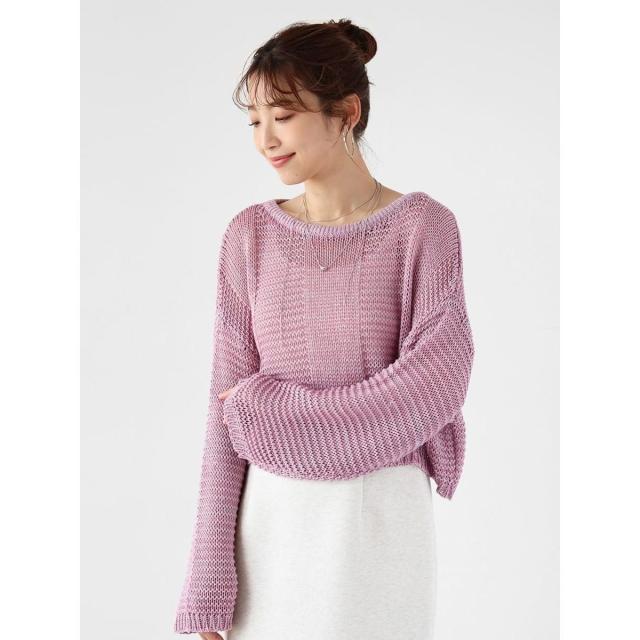 ヴァン（Vin）/メタリックメッシュショートニット