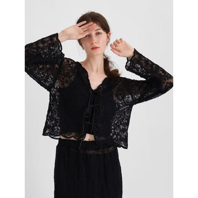 ヴァン（Vin）/コードレースメッシュカーディガン