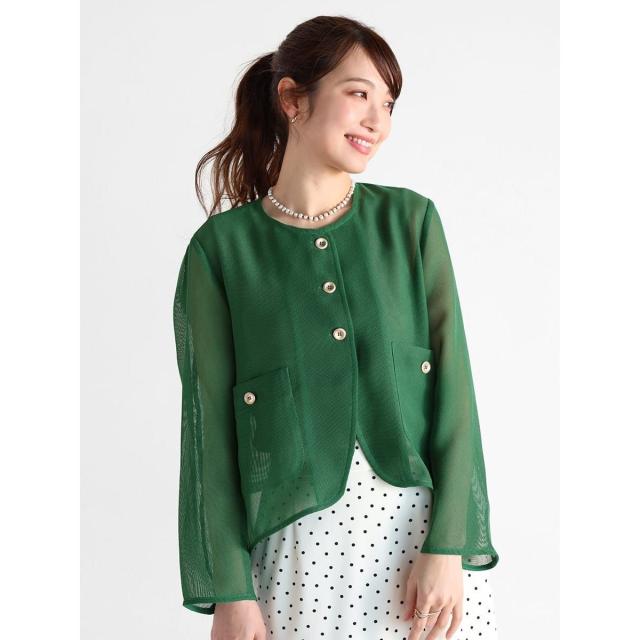 ヴァン（Vin）/ノーカラーメッシュジャケット