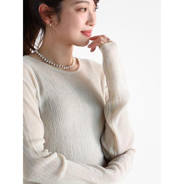 ヴァン（Vin）/ウォッシャブルラメラインシアーニット