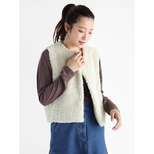 ヴァン（Vin）/ノーカラーボアベスト