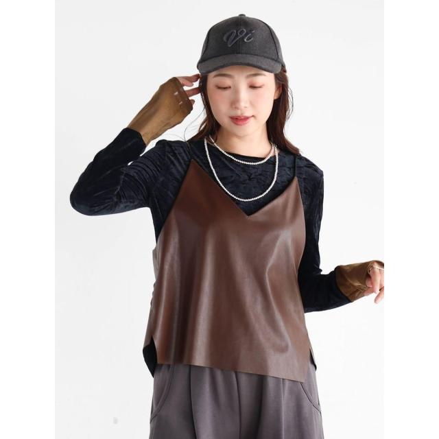 ヴァン（Vin）/2WAYフェイクレザービスチェ