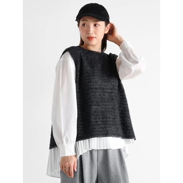 ヴァン（Vin）/プリーツブラウス×ベストセット