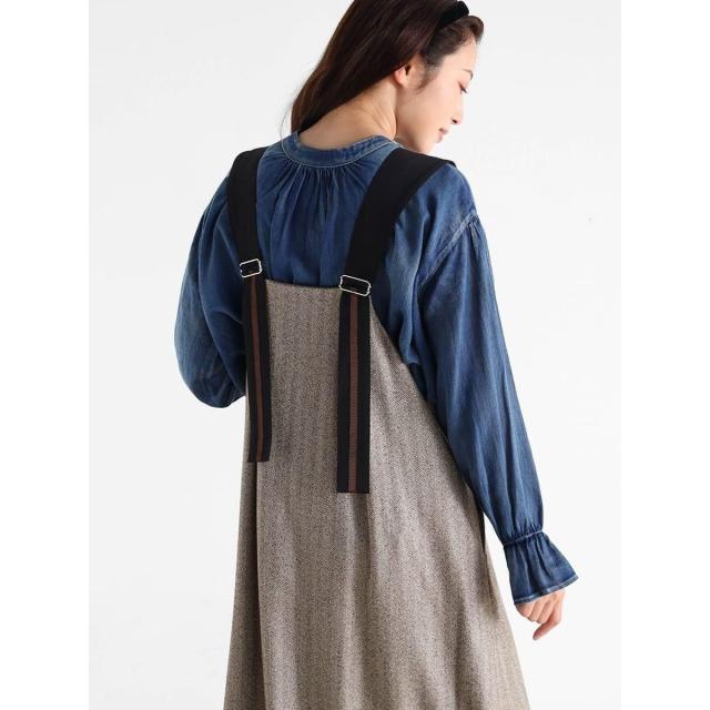 ヴァン（Vin）/ヘリンボーンツイードジャンパースカート