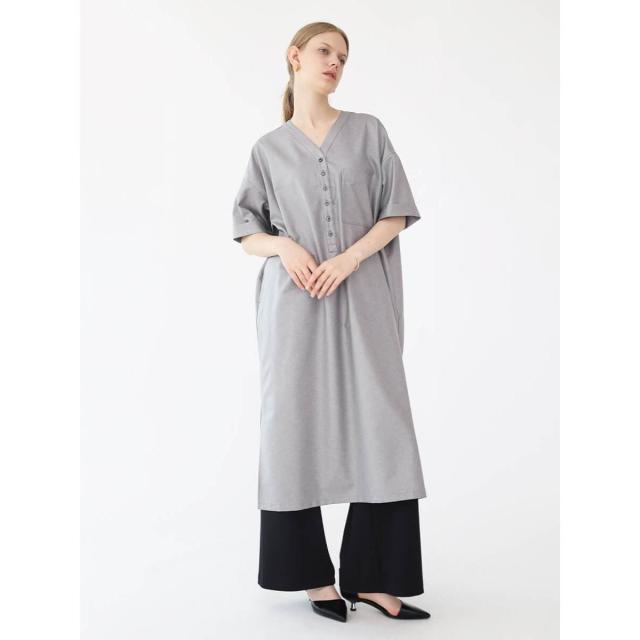 【NEW】アーガ（Aga）/ヘンリーネックチンツシャツワンピース