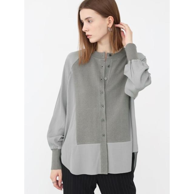 アーガ（Aga）/ヨーク切り替え楊柳ニットカーディガン