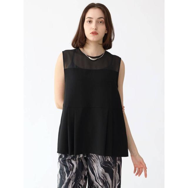 アーガ（Aga）/シアー切替タックプリーツブラウス