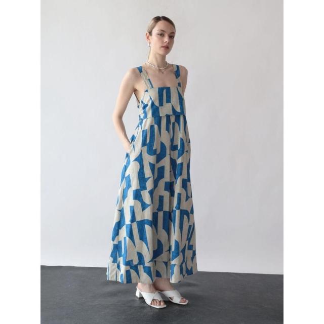 アーガ（Aga）/バックリボン幾何学柄ワンピース