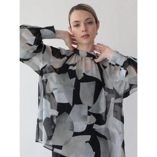 アーガ（Aga）/【Aga別注】 インポートプリントモックネックシアーブラウス