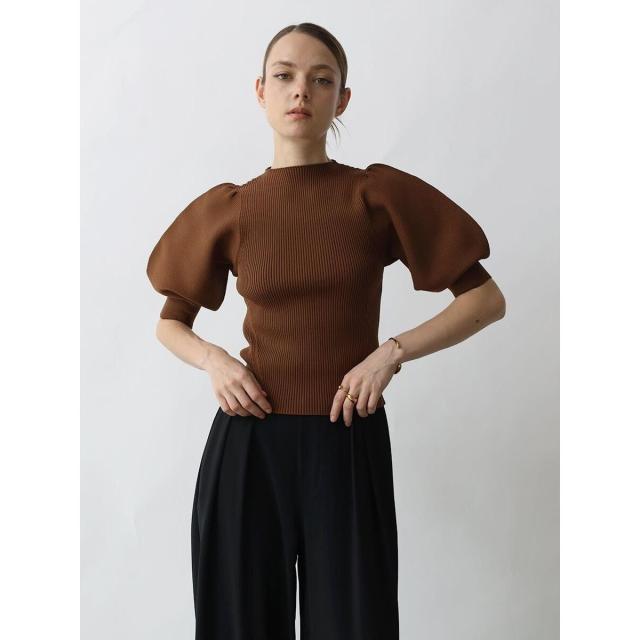 アーガ（Aga）/パフスリーブリブニットトップス