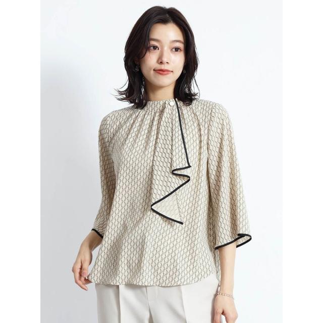 フェンネル（FENNEL）/ジオメトリックラッフルタイブラウス