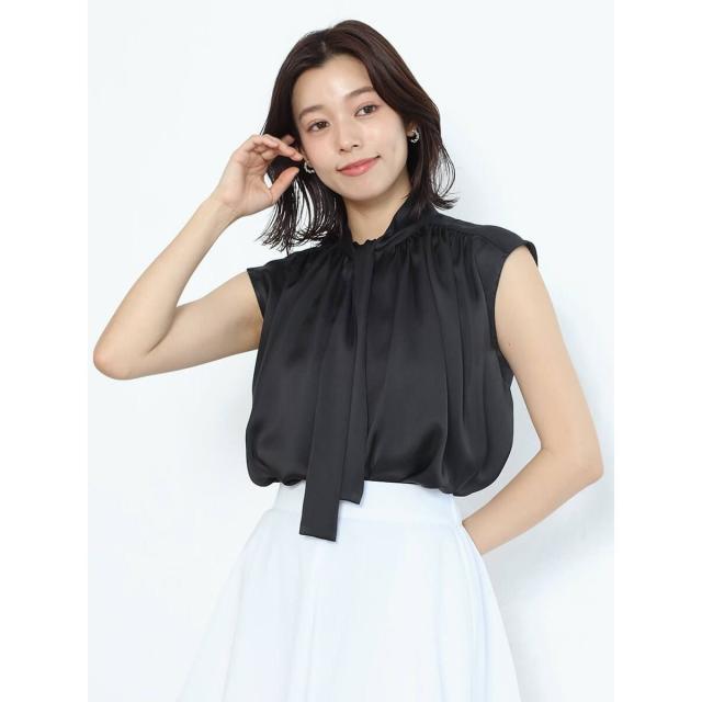 フェンネル（FENNEL）/サテン×カットソーボウタイブラウス
