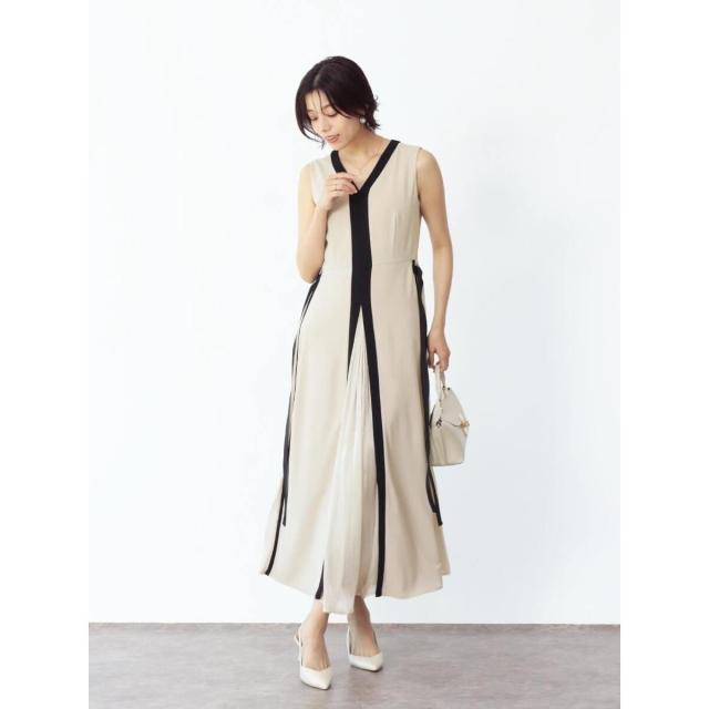 フェンネル（FENNEL）/サイドリボンバイカラーロングワンピース