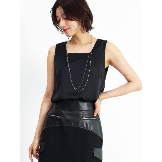 フェンネル（FENNEL）/サテン×カットソーコンビタンクトップ