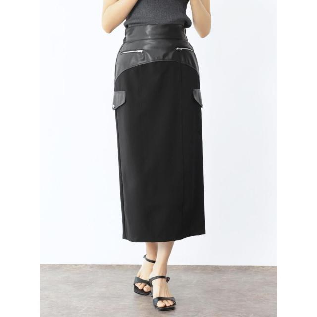 フェンネル（FENNEL）/ヴィーガンレザー切り替えナロースカート