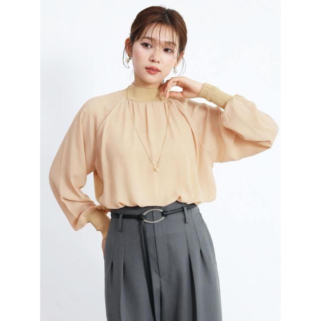 フェンネル（FENNEL）/異素材コンビロングスリーブニットトップス