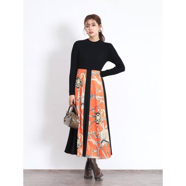 フェンネル（FENNEL）/スカーフプリントドッキングワンピース