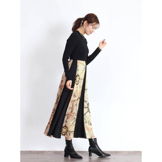 フェンネル（FENNEL）/スカーフプリントドッキングワンピース