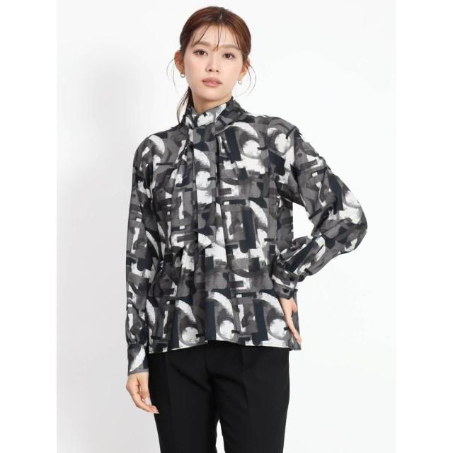 フェンネル（FENNEL）/アートプリントリボンタイブラウス