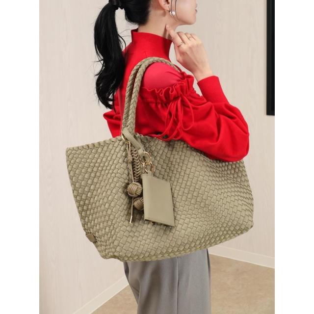 【NEW】フェンネル（FENNEL）/ミニポーチ付き編み込みスクエアビッグトート