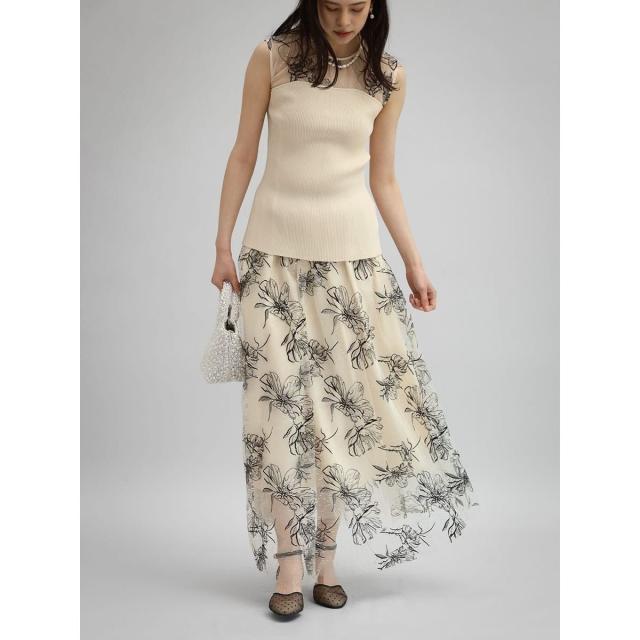 プチローブ（petirobe）/フラワー刺繍チュールスカート