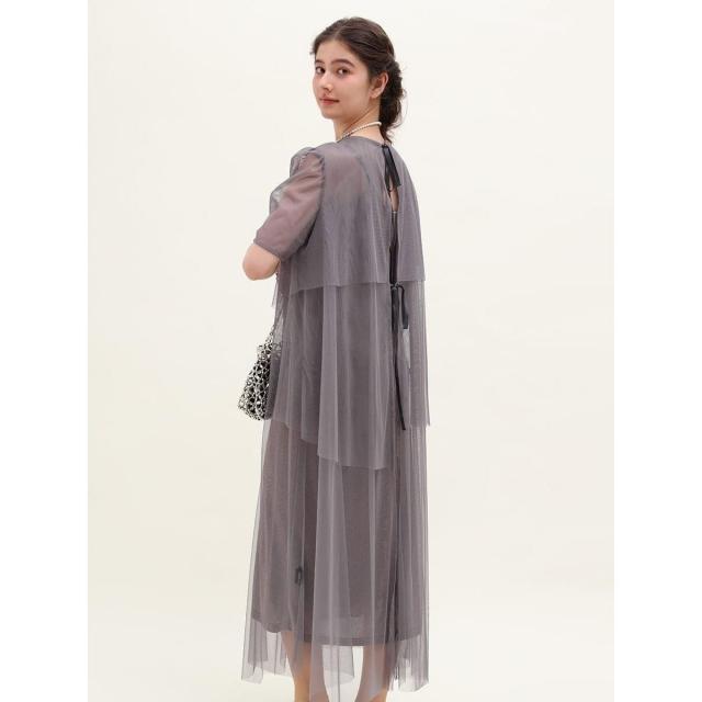 プチローブ（petirobe）/バックリボンチュールティアードドレス