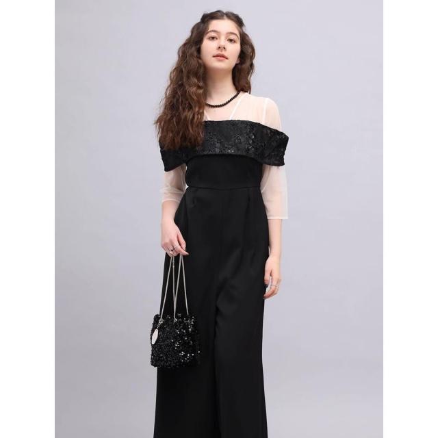 プチローブ（petirobe）/チュールオフショルダーパンツドレス