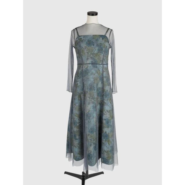 【NEW】プチローブ（petirobe）/花柄ジャガード×ラメチュールレイヤードワンピース