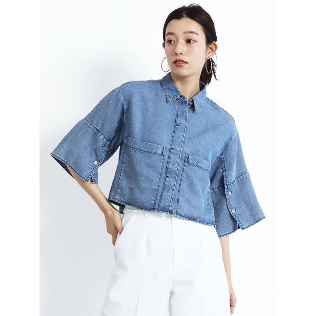 グランターブル（GRANDTABLE）/クロップドデニムシャツ
