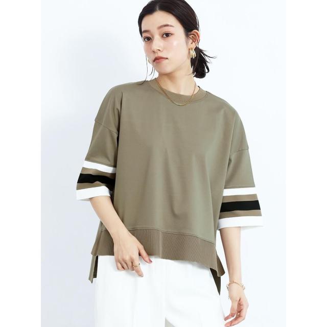 グランターブル（GRANDTABLE）/配色ハーフスリーブオーバーTシャツ