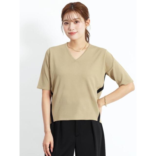 グランターブル（GRANDTABLE）/Vネックレーヨンとろみニットトップス