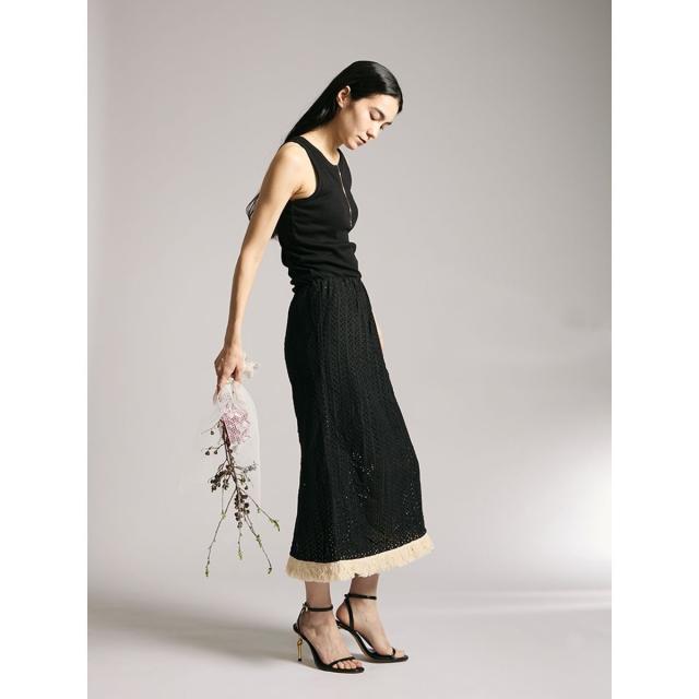 エイトイヤーズ アワイ（8years．awahi）/裾フリンジレーススカート