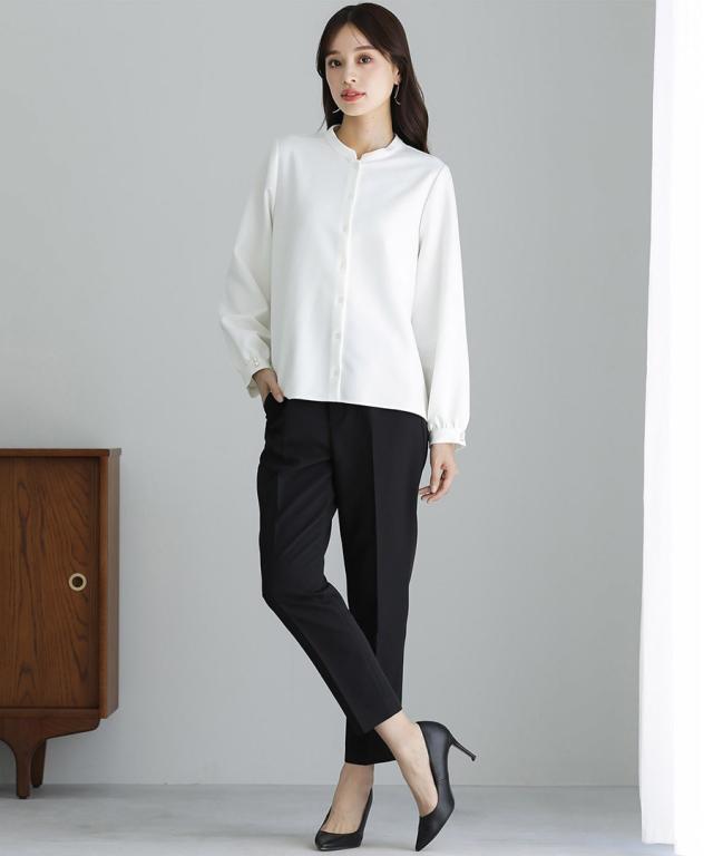 ホワイトジョーラ（WHITE JOOLA）/ダブルピケクロス・BIGボウタイブラウス＆美脚テーパードパンツ