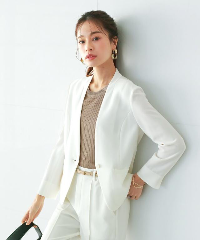 ホワイトジョーラ（WHITE JOOLA）/洗濯機OK・接触冷感【 ライトウェイト 】さらさらオックス・内ポケット付カラーレスジャケット