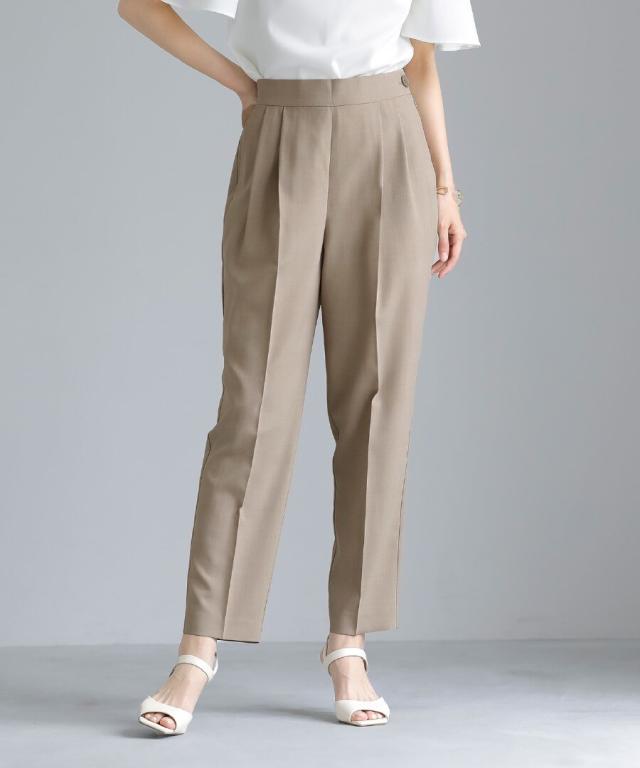 ホワイトジョーラ（WHITE JOOLA）/洗濯機OK・接触冷感【 ドライタッチ♪ 】クリスピーメランジ・センタープレス入りテーパードパンツ