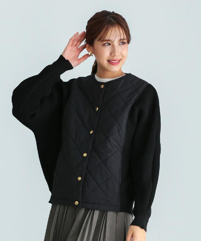 エミリアン（Emilyan）/【 暖か＆軽やか 】 ダイヤキルト×リブニットブルゾン