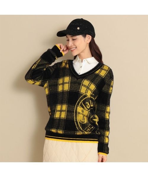 その他のブランド（other）/スウェット・パーカー チェックジャカードＶネックヘアリーニット