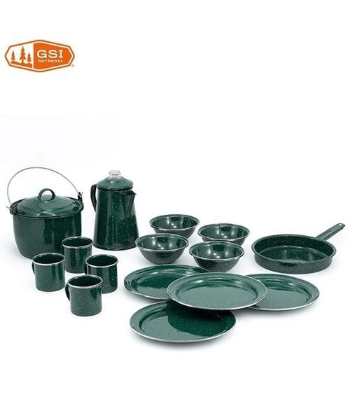 ジーエスアイ（GSI）/食器（ファミリー用） ジーエスアイ パイオニア 16P キャンプセット フォレストグリーン