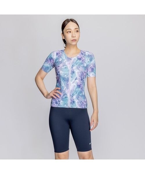 ナイキ（NIKE）/フィットネス ナイキ SP25 総柄ジップ付き半袖セパレーツ