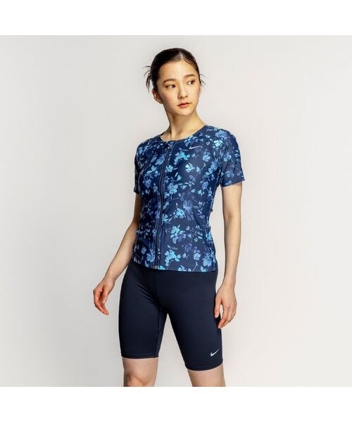 ナイキ（NIKE）/フィットネス ナイキ FA25 総柄ジップ付き半袖セパレーツ