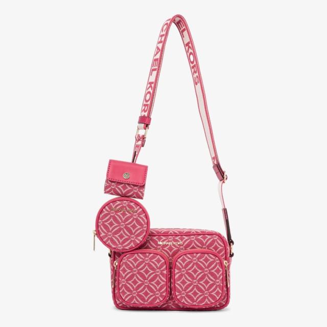 マイケル・コース（Michael Kors）/JET SET ITEM ロゴ ジャカード クロスボディ ウィズ テックアタッチ ミディアム