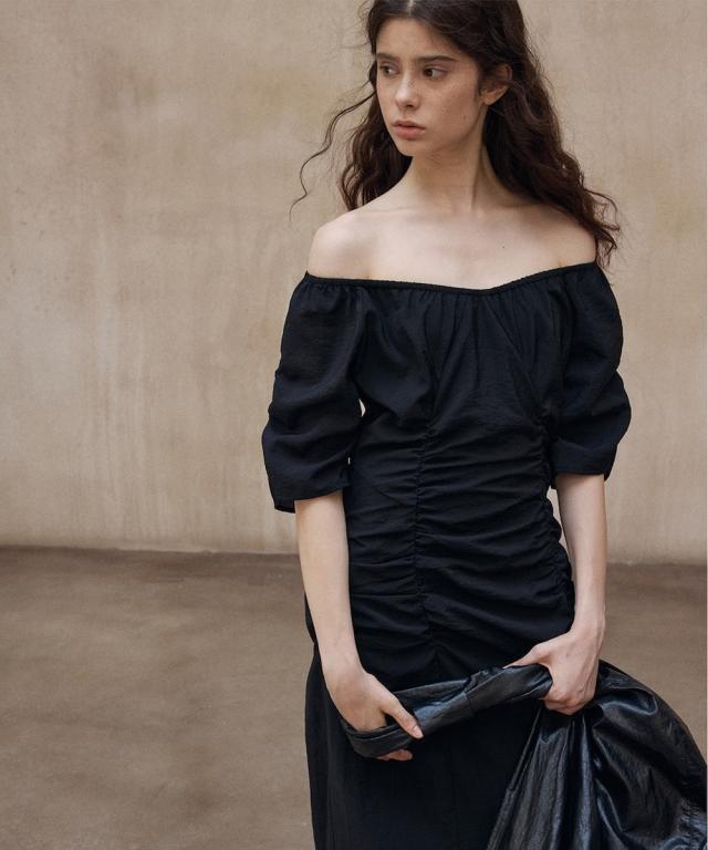 ディケイドクラシック（DECADE CLASSIC）/DECADE CLASSIC シャーリングロングワンピース