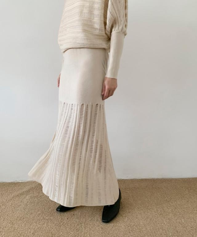 ディケイドクラシック（DECADE CLASSIC）/DECADE CLASSIC 透かし編みニットロングスカート