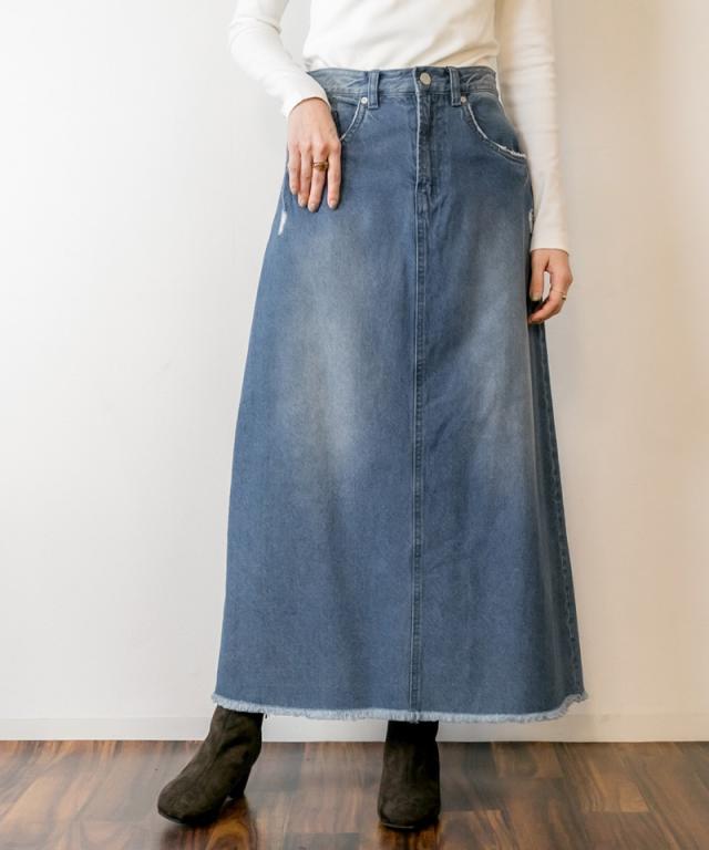 アットワン（atONE）/ダメージデニムAラインスカート
