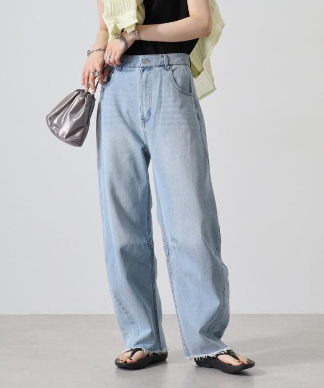 アットワン（atONE）/裾フリンジ デニムカーブパンツ