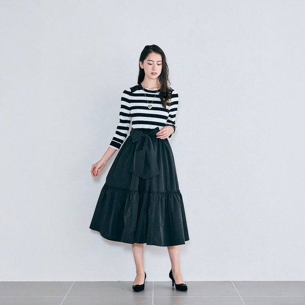 オーディア ミューズ（Audie a Muses）/ニット×タフタMIXワンピース