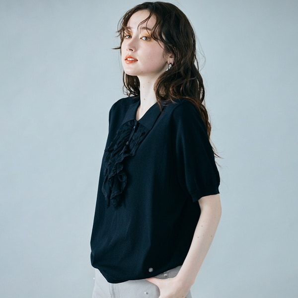 オーディア ミューズ（Audie a Muses）/フリル付きポロニット