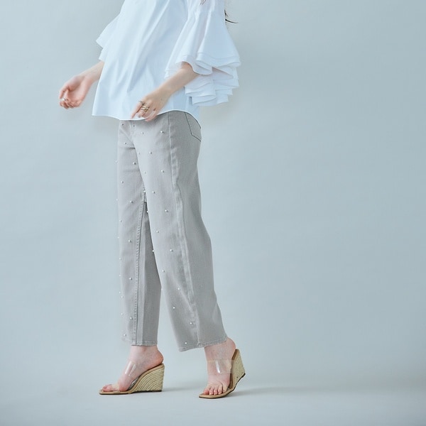 オーディア ミューズ（Audie a Muses）/パール付きカーブデニム/gray