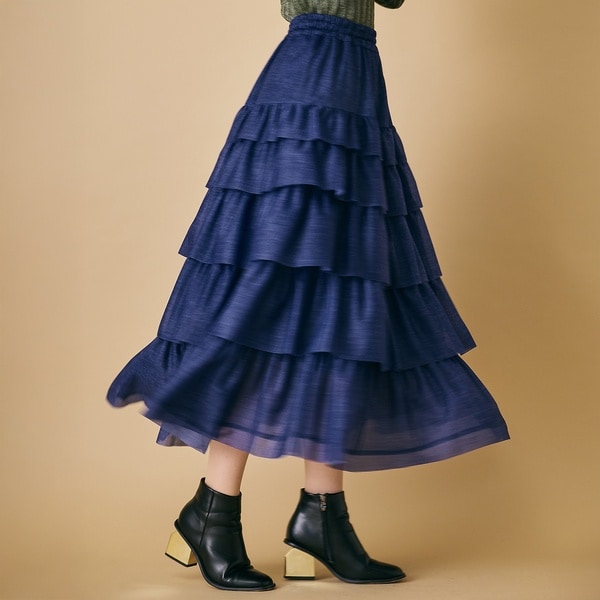 オーディア ミューズ（Audie a Muses）/デニムプリントオーガンジースカート