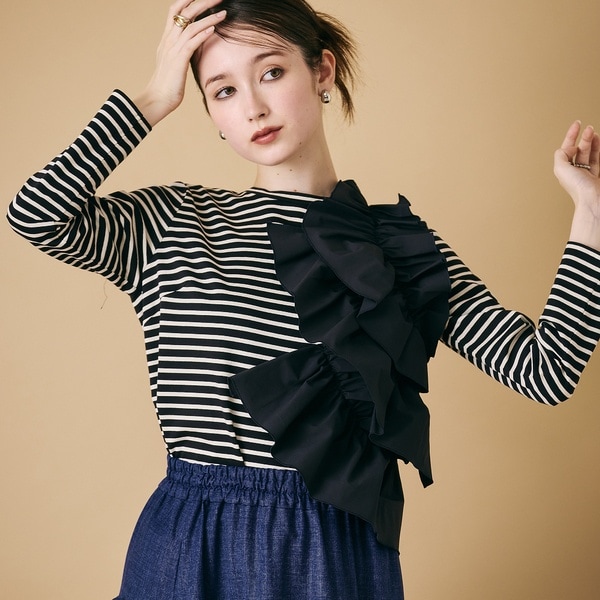 オーディア ミューズ（Audie a Muses）/ショルダーフリル付きカットソー